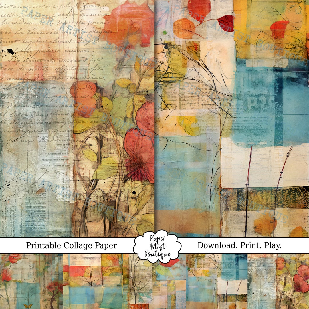 Nature Backgrounds Printable Collage Paper, Five Sheets for Art, Crafts ...