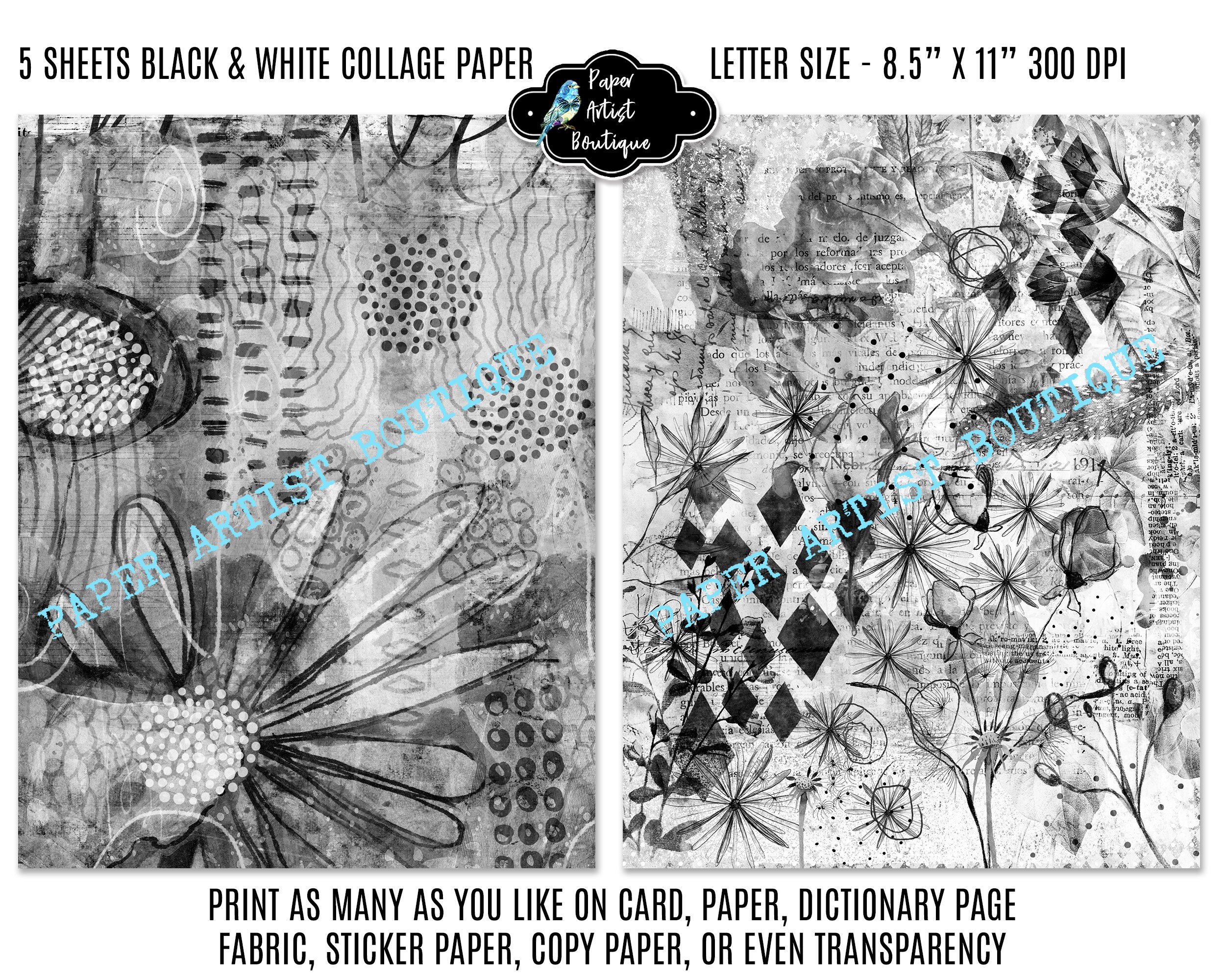 Collage Paper Printable for Scrapbooking Junk Journals Mixed Media Art ...