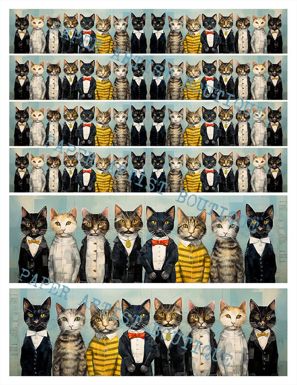 Cats & Kittens Printable Collage Paper Fun Washi Style Tape Set 3 - Etsy