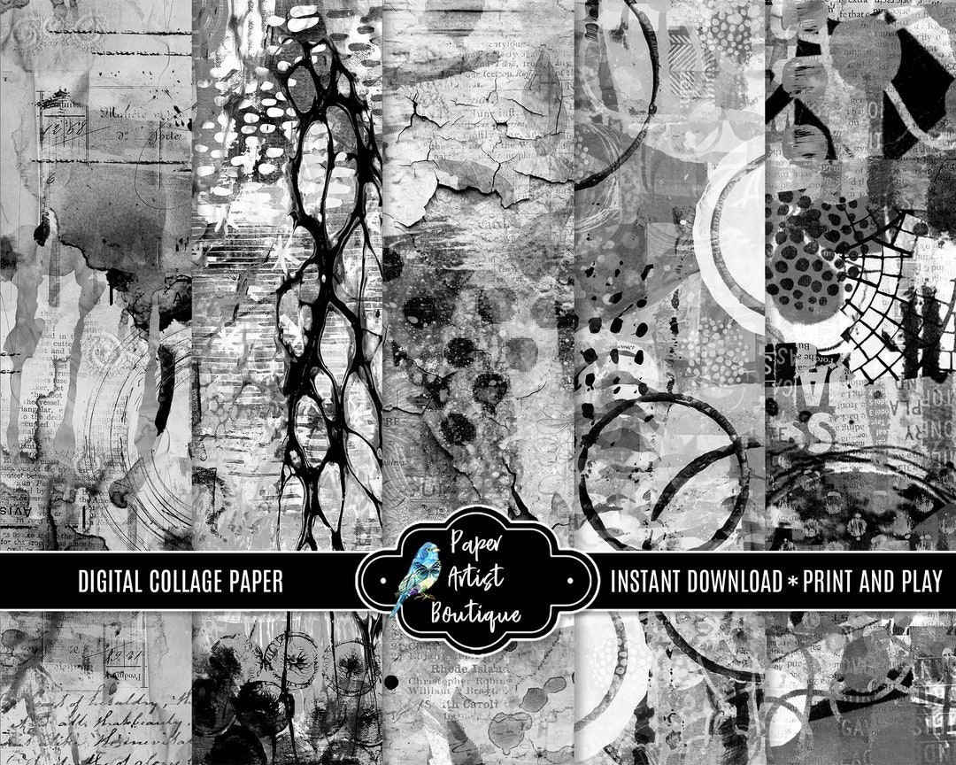 Abstract Collage Paper Printable for Scrapbooking Junk Journals Mixed ...