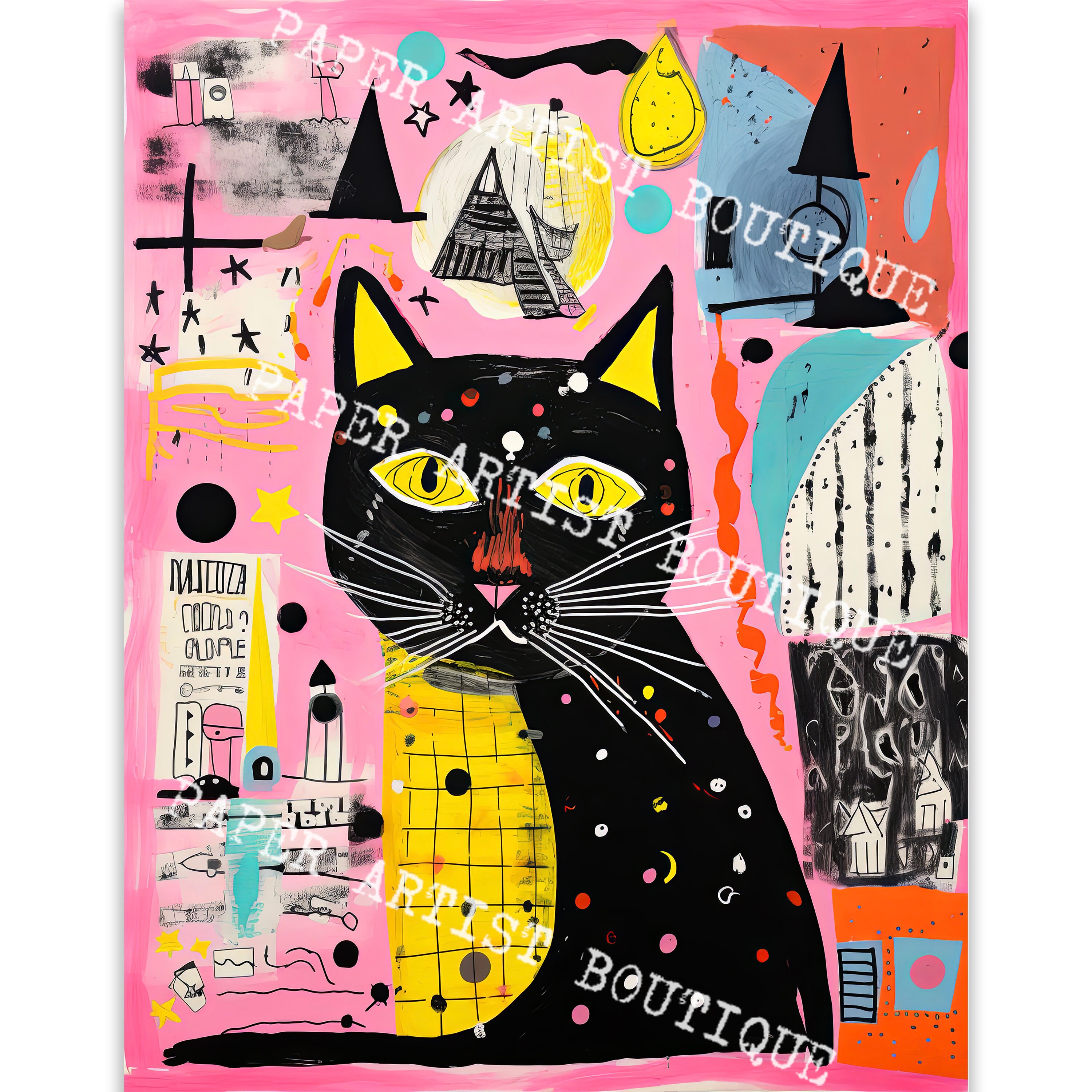 Dada Cats, FIVE Printable Weird Funky Pictures for Card Making ...