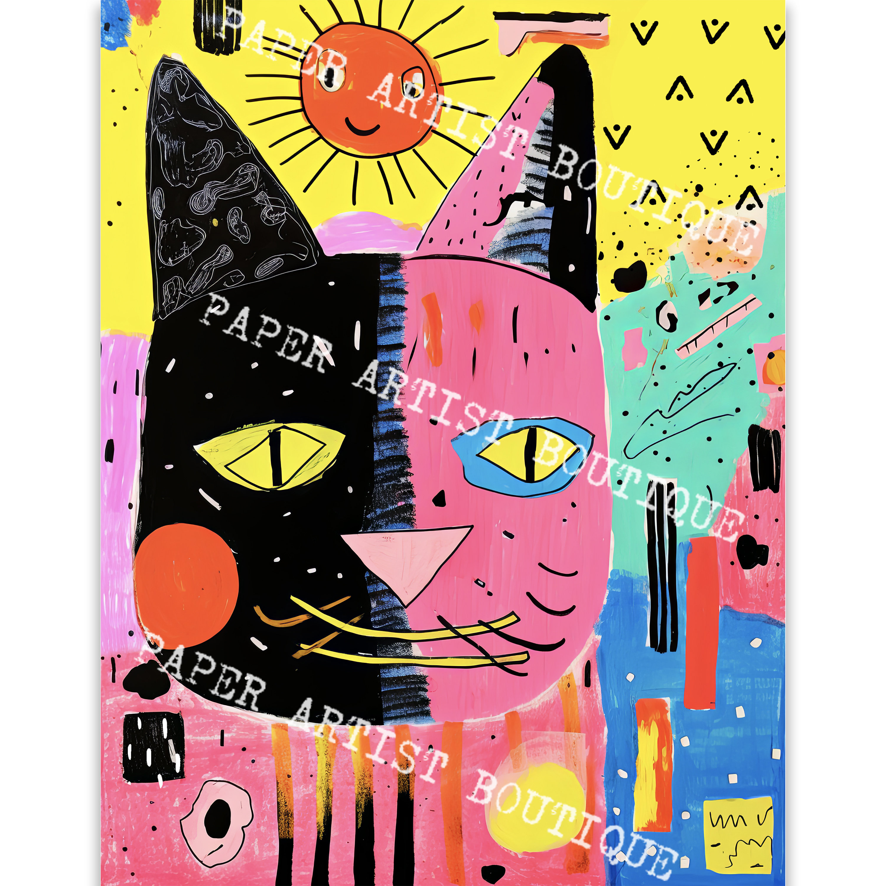 Dada Cats, FIVE Printable Weird Funky Pictures for Card Making ...