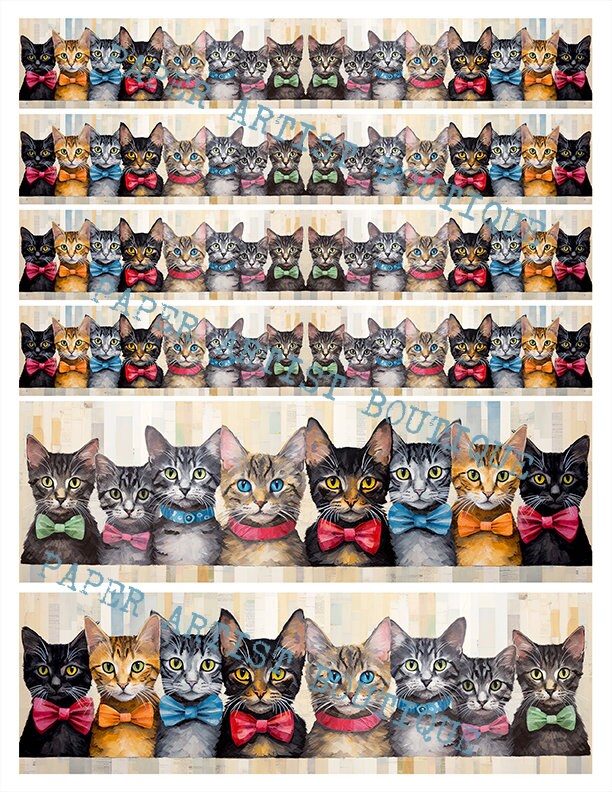 Cats & Kittens Printable Collage Paper Fun Washi Style Tape Set 2 - Etsy