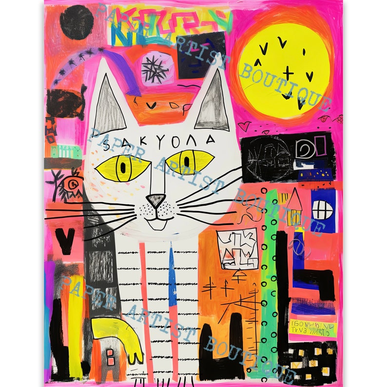 Dada Cats, FIVE Printable Weird Funky Pictures for Card Making ...