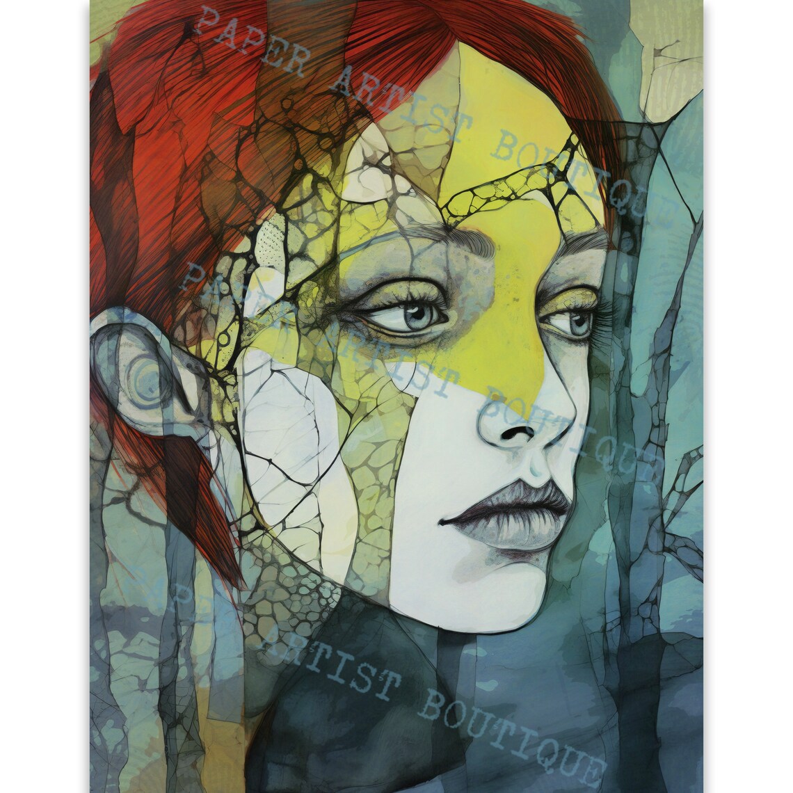 Strange Faces Collage Paper: Mixed-media Art, Scrapbooking (digital ...