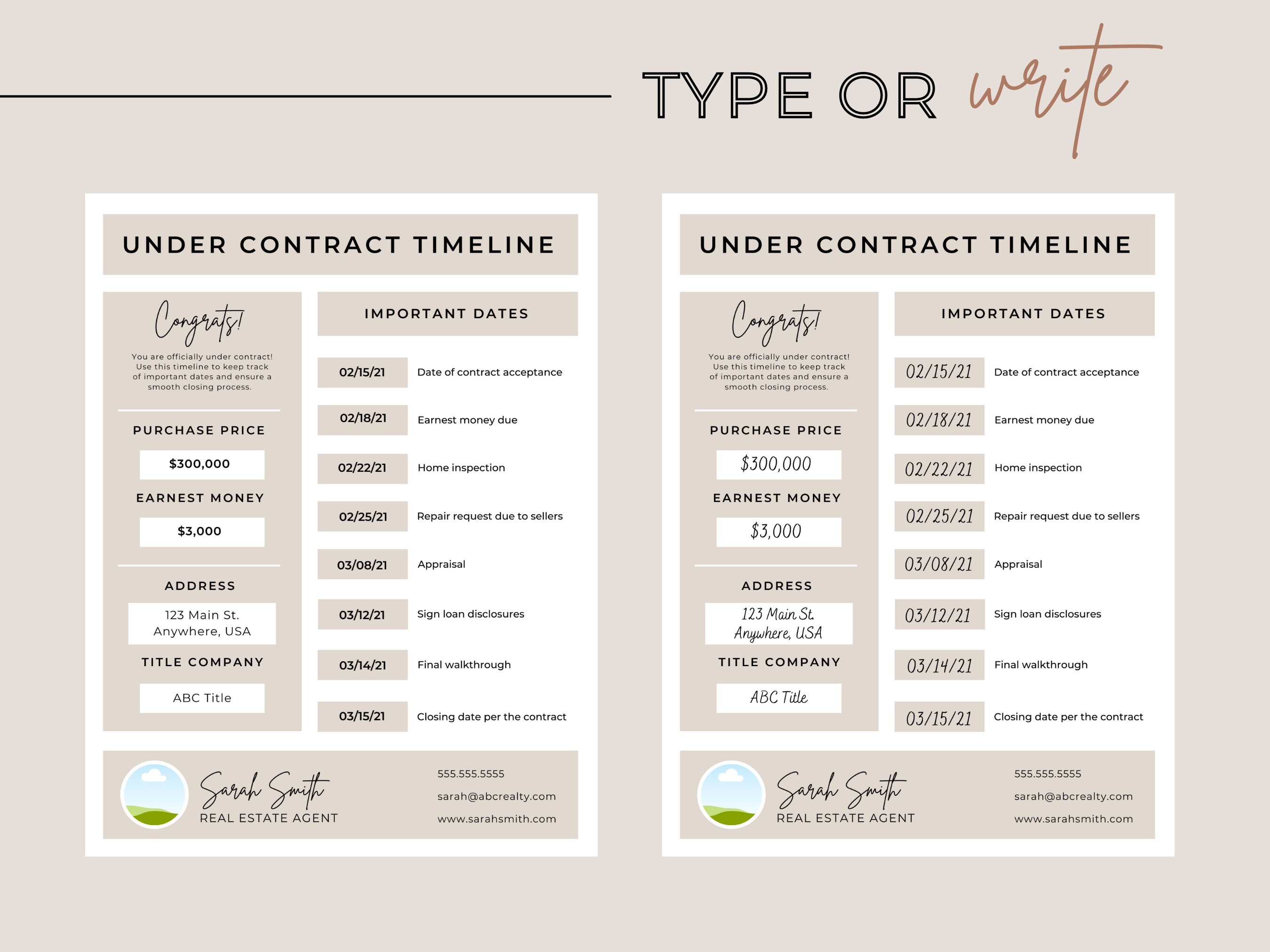 Under Contract Timeline Canva Template Client Handouts | Etsy