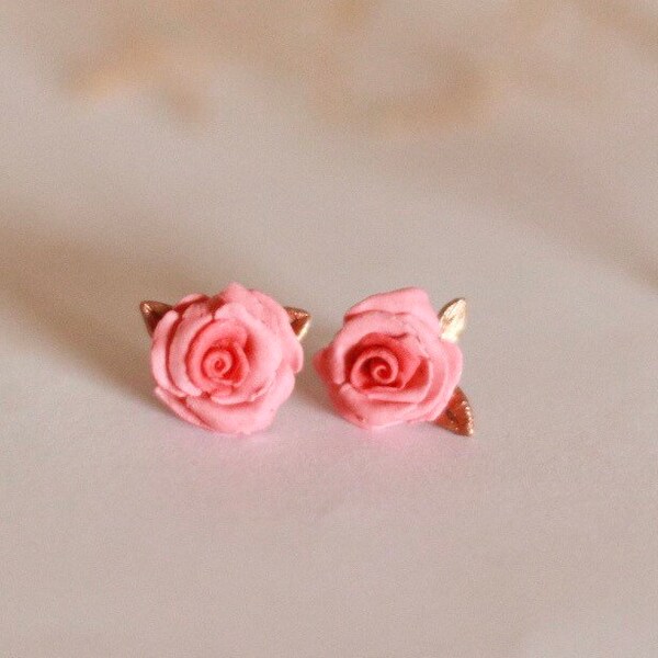 Clay Rose Earrings - Etsy