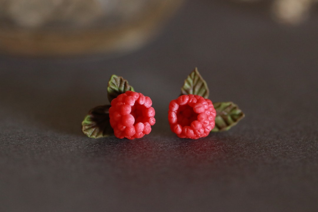 Raspberry Clay Earrings, Fruit Clay Earrings, Minimalist Earrings ...