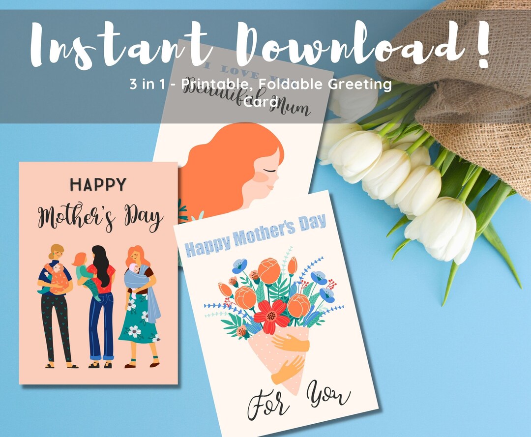 3-in-1 Bundle Printable Mother’s Day Greeting Card, Instant Download ...