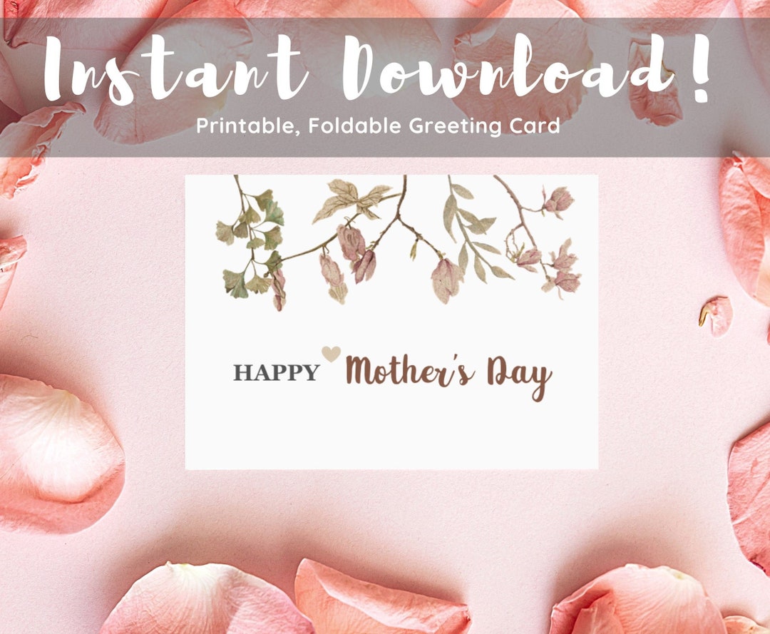 Printable Mothers Day Greeting Card, Instant Download 7x5inch Card ...