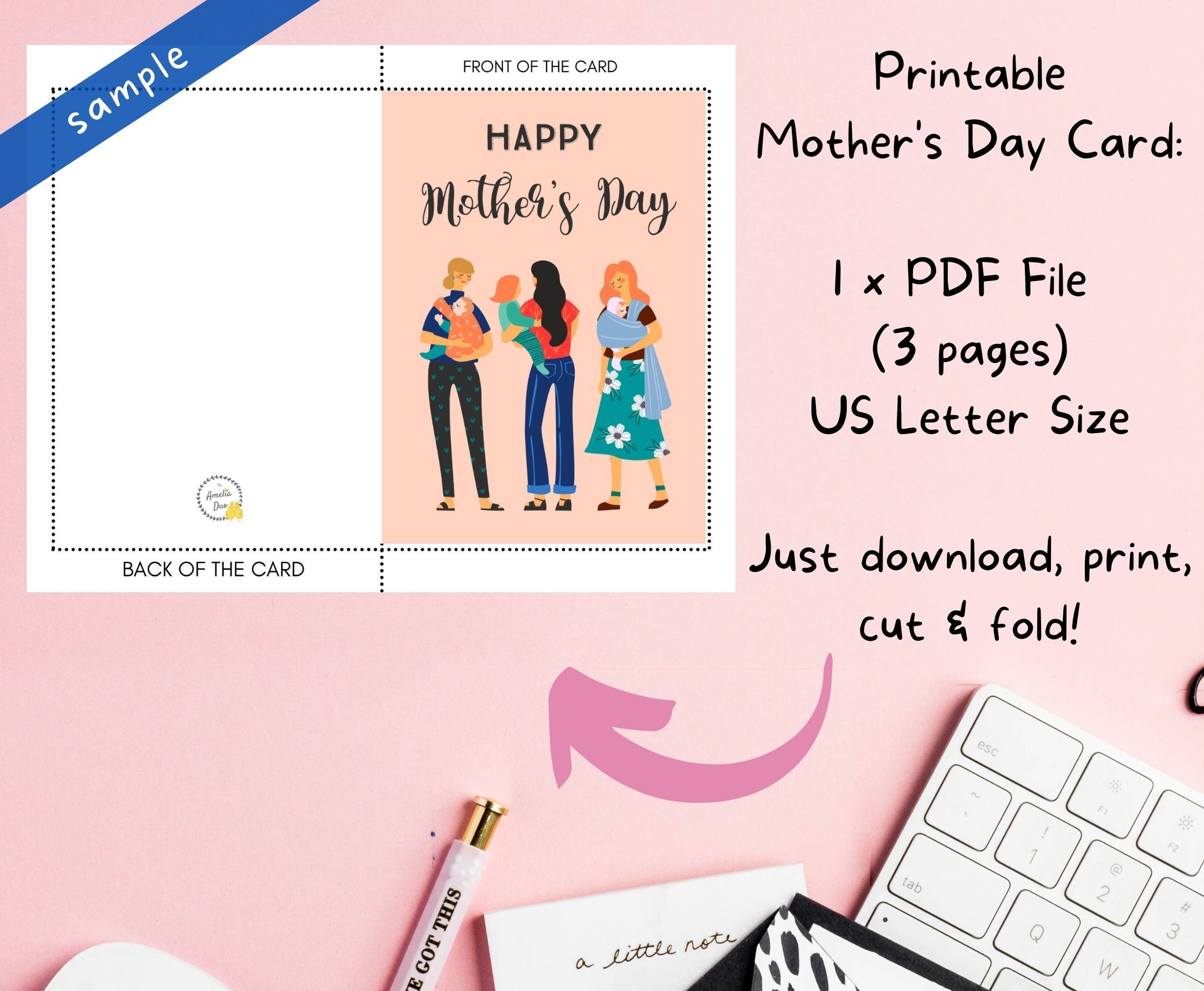 3-in-1 Bundle Printable Mothers Day Greeting Card, Instant Download ...