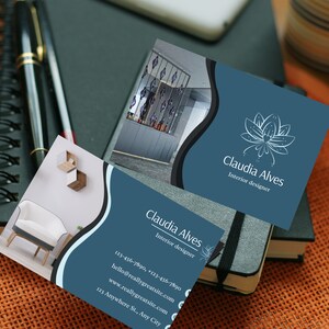 Interior Designer Business Card Template, Rounded, Minimalist, Editable ...