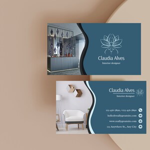 Interior Designer Business Card Template, Rounded, Minimalist, Editable ...