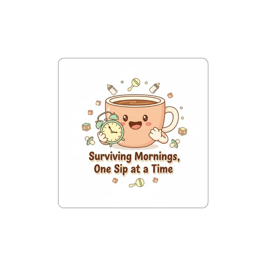 Surviving Mornings One Sip at a Time Sticker | Parenting Morning Humor ...