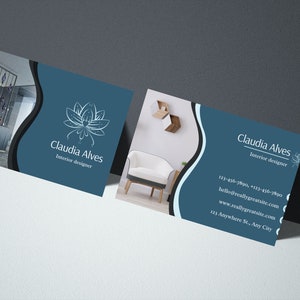 Interior Designer Business Card Template, Rounded, Minimalist, Editable ...