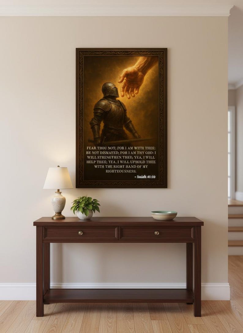 Isaiah 41:10 KJV Poster | Fear Thou Not for I Am With Thee | Bible Verse Decor | Faith Print ...