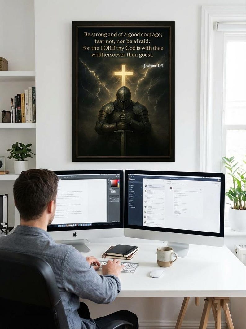 Joshua 1:9 KJV Warrior Art – Scripture Wall Poster - Etsy