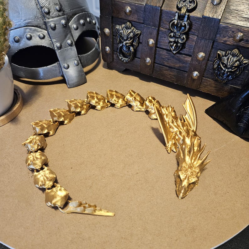 Golden Articulated Dragon - Etsy