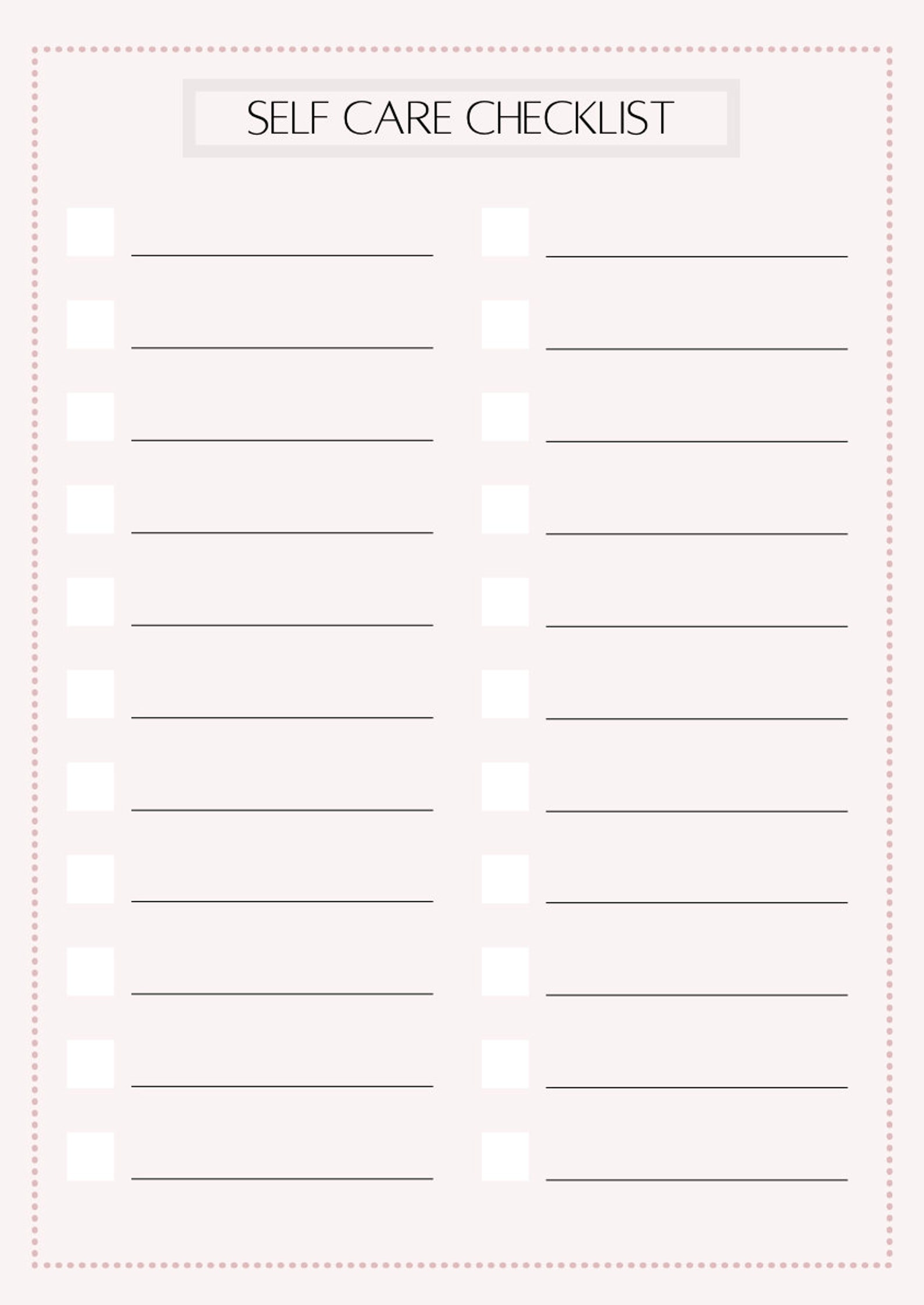 Self care checklist - touchgross