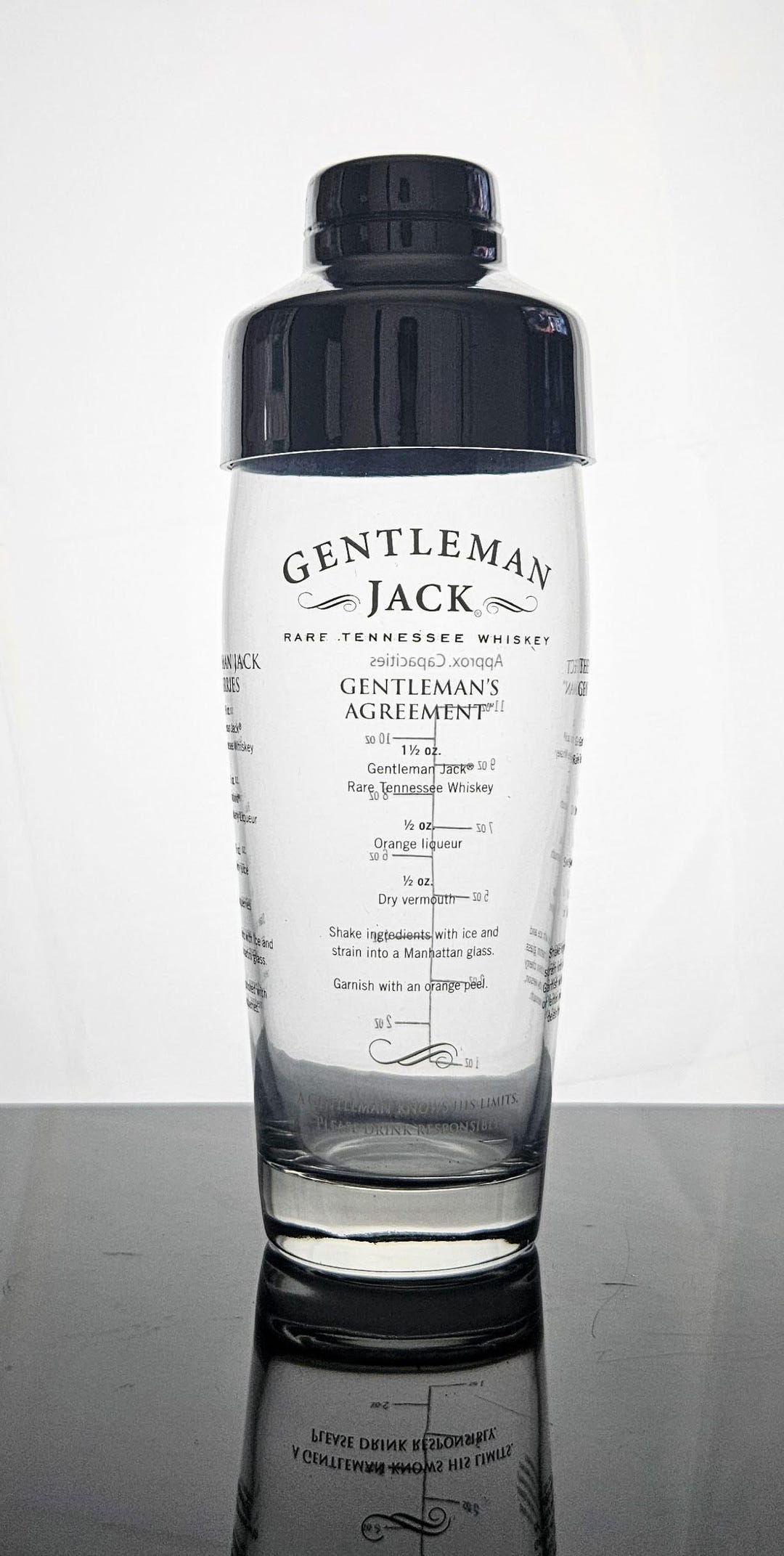 Gentleman Jack Drink Shaker - Etched Glass - Collectible Glass - Gift ...