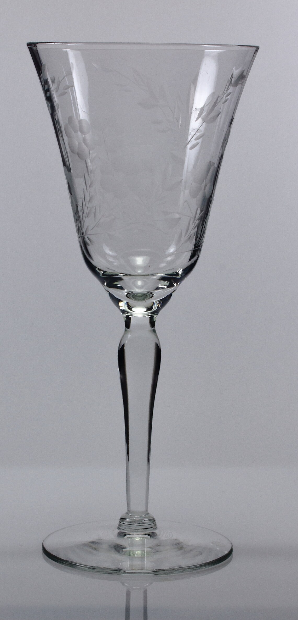 Pair of Vintage Cut Crystal Wine Goblets 7-1/2” Optic Gray Cut Crystal ...