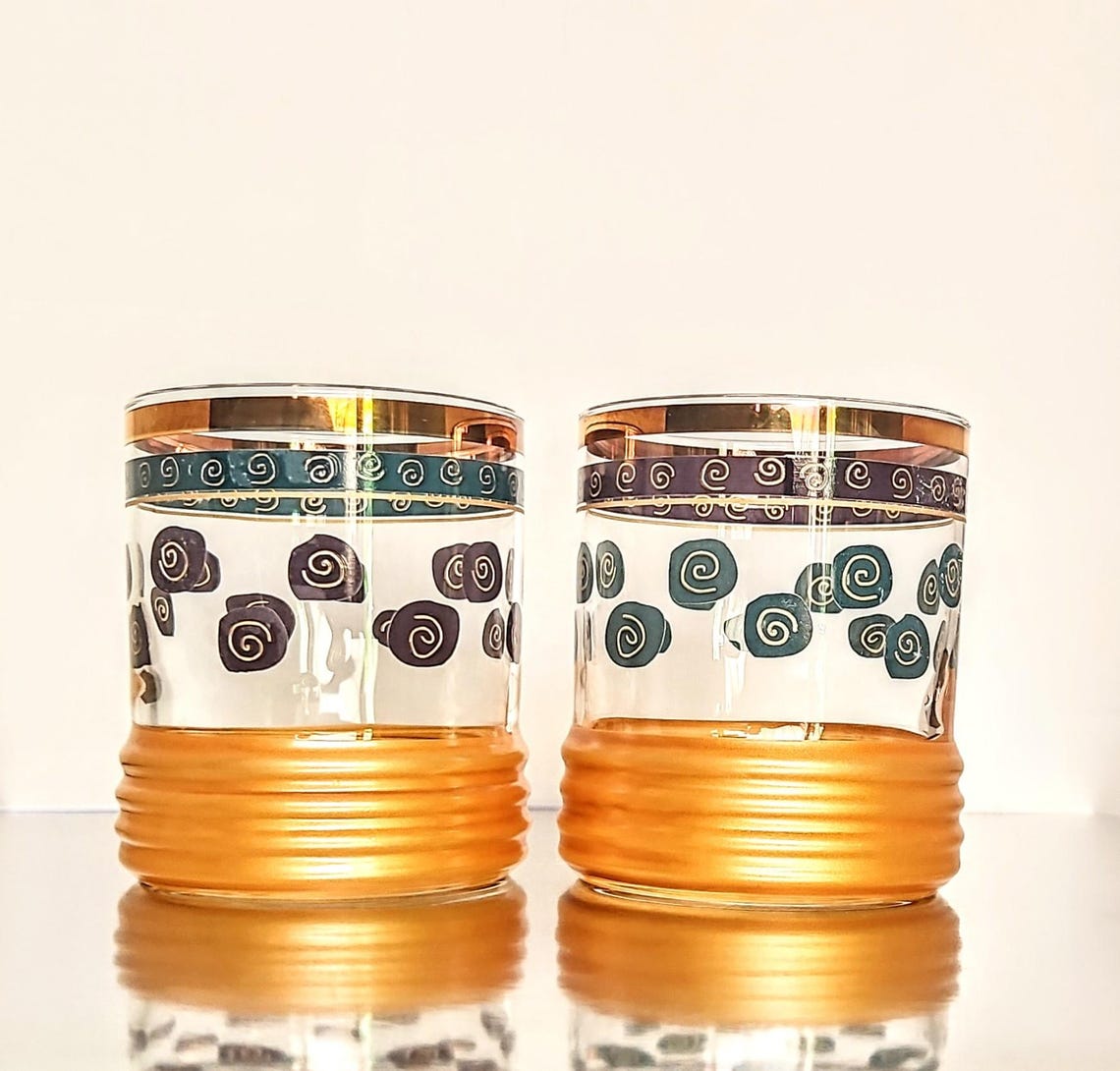 2 Vintage Sakura Sango Sue Zipkin -DOF - Rocks Glasses - Polished Gold ...