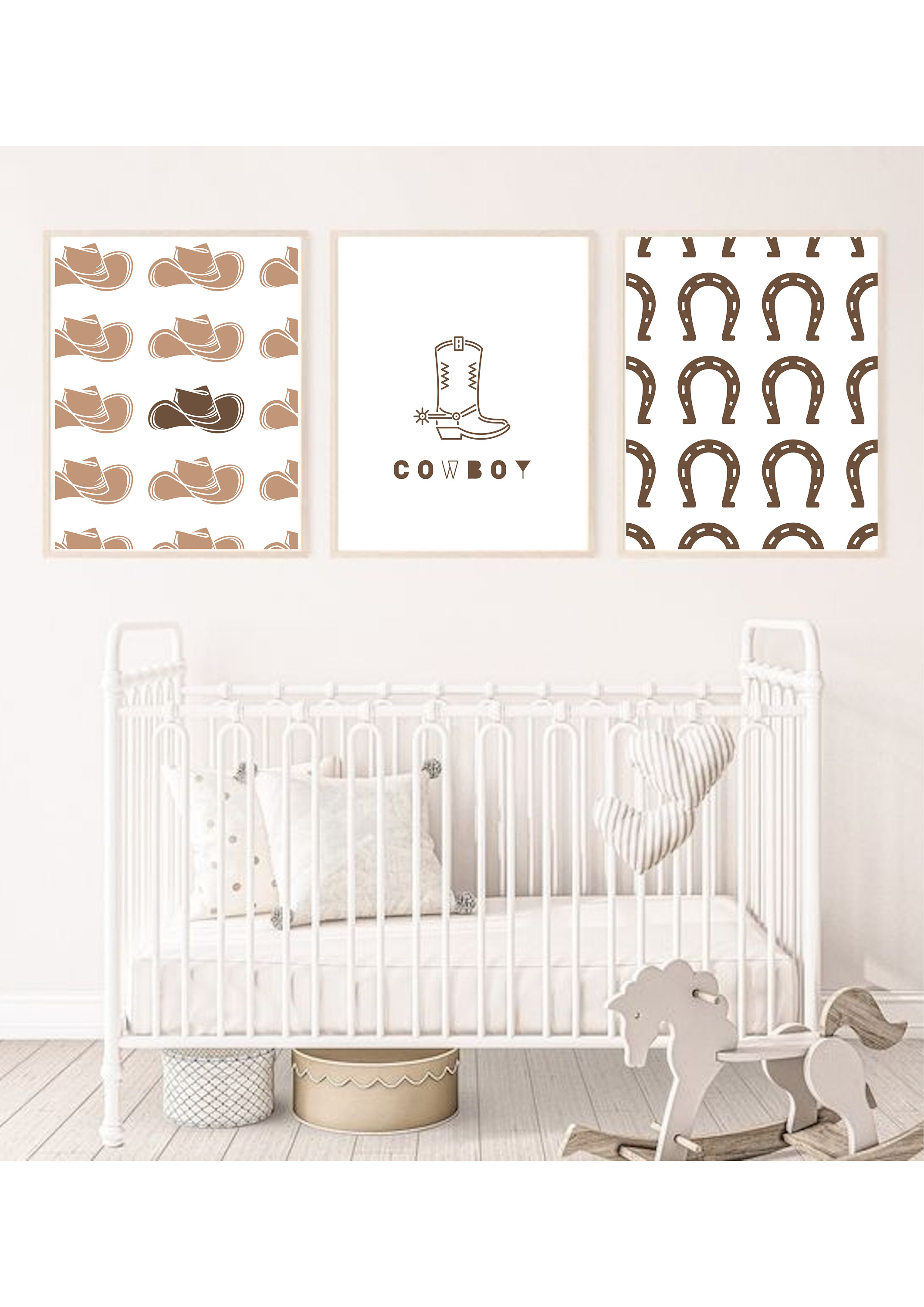 Western Nursery Prints Trio | Modern Baby Room Artwork | Cowboy Theme ...