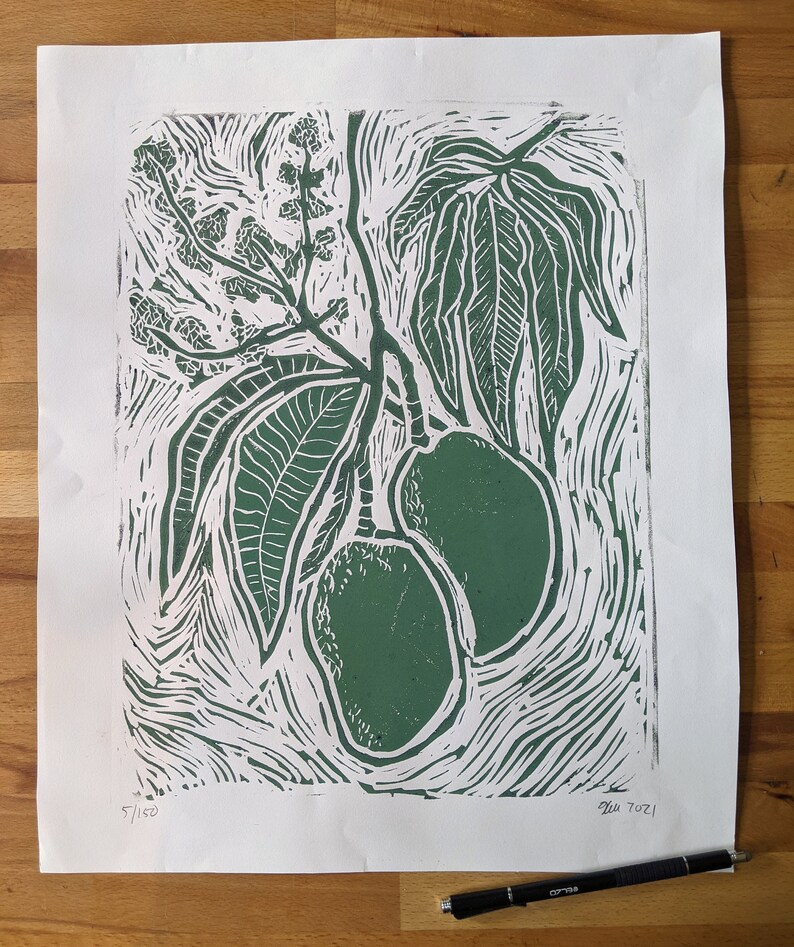 Mango Block Print limited Edition of 150 Prints - Etsy