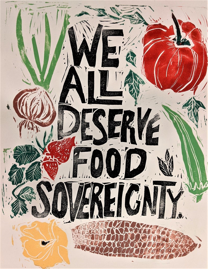 Food Sovereignty Block Print | Etsy