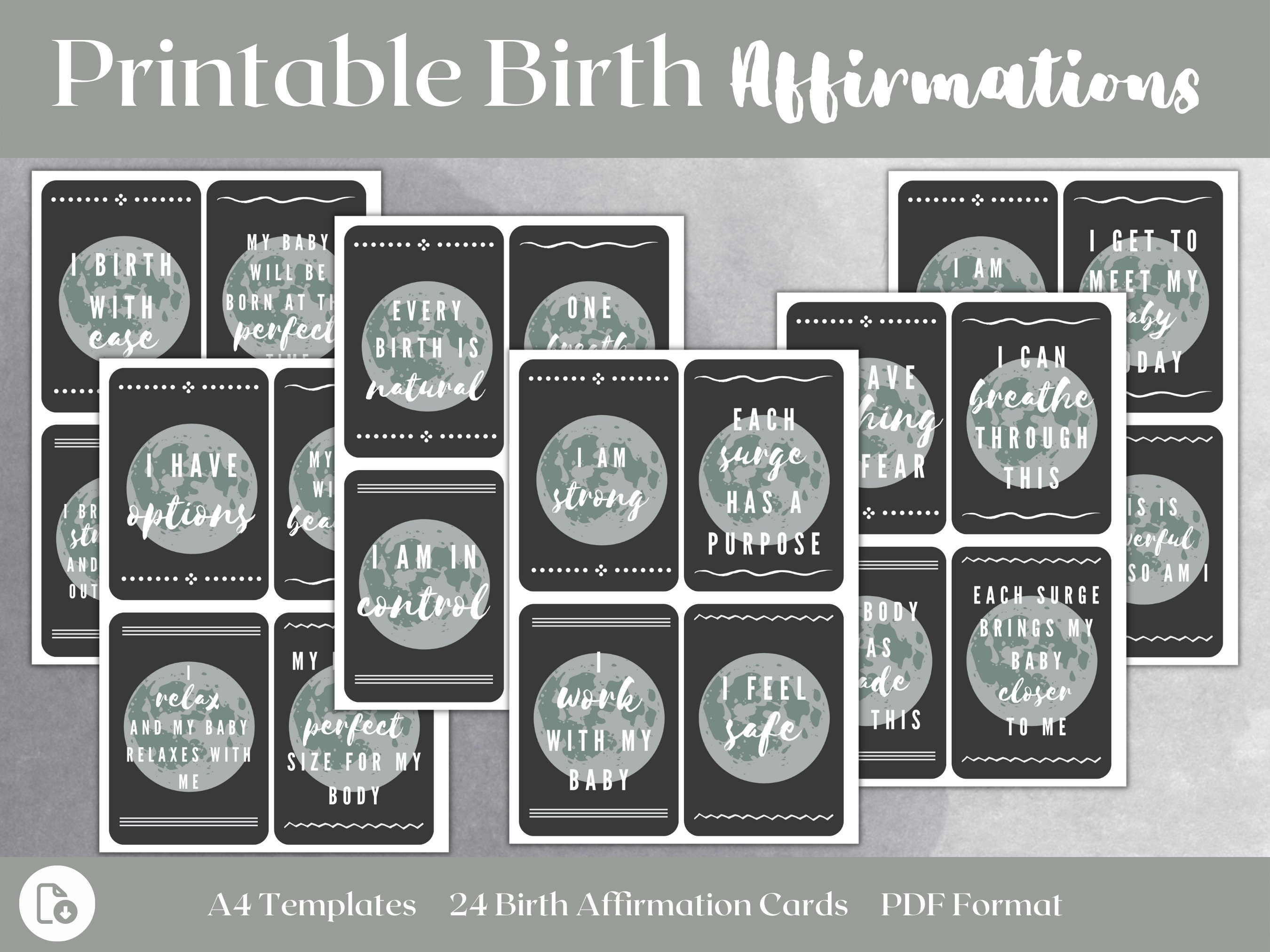 24 Printable Birth Affirmation Cards for Pregnancy Labour & - Etsy