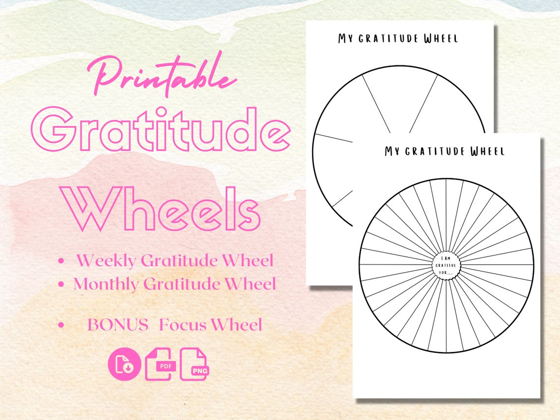 Printable Gratitude Wheels, Focus Wheel, Gratitude Journal Inserts ...