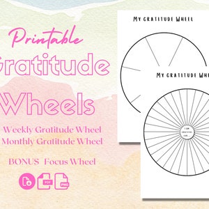 Printable Gratitude Wheels, Focus Wheel, Gratitude Journal Inserts ...