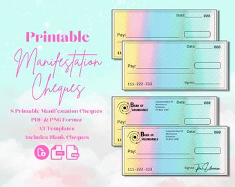 Printable Manifestation Checks, Law of Attraction Checks, Abundance ...