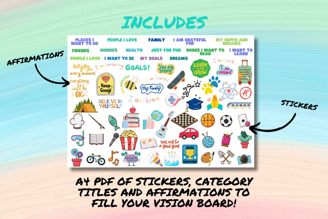 Kids Mini Vision Board Starter Kit, Goal Board, Dream Board, Mini Kit ...