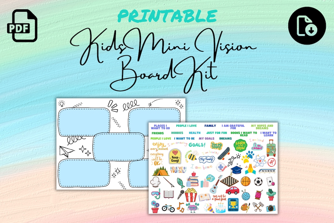 Kids Mini Vision Board Starter Kit, Goal Board, Dream Board, Mini Kit ...
