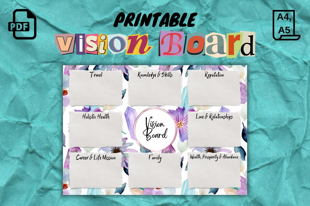 Manifestation Vision Board Template, Vision and Goal Journal Template ...