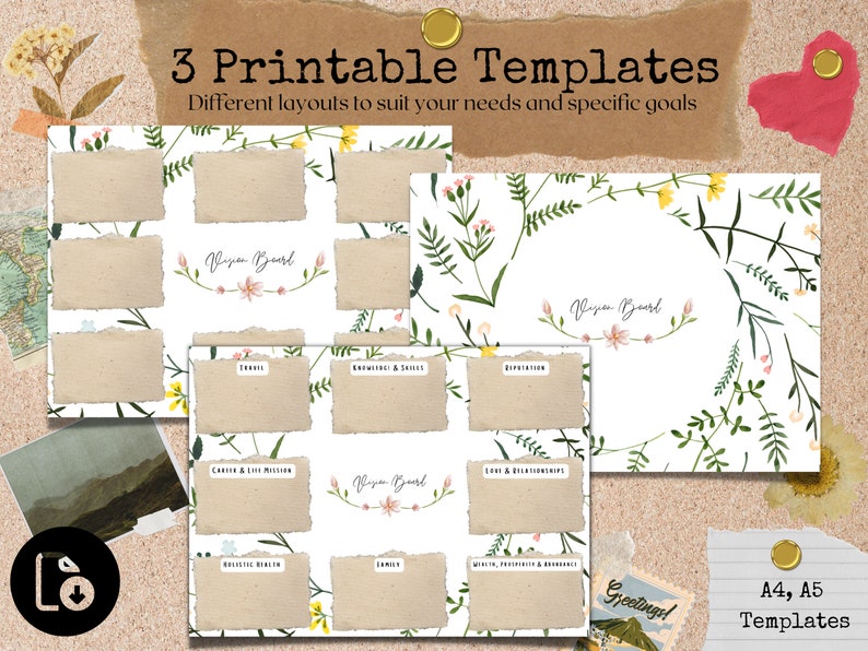 Manifestation Vision Board Template: Dream & Goal Journal (printable ...