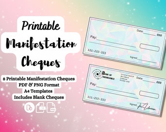 Printable Manifestation Checks, Law of Attraction Checks, Abundance ...