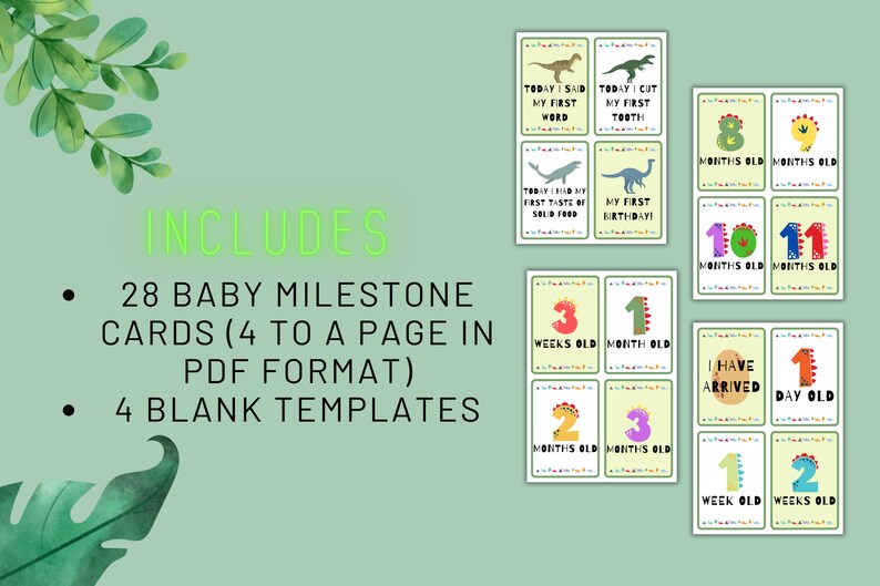 28 Printable Baby Milestone Cards, From Birth to First Birthday, Baby ...