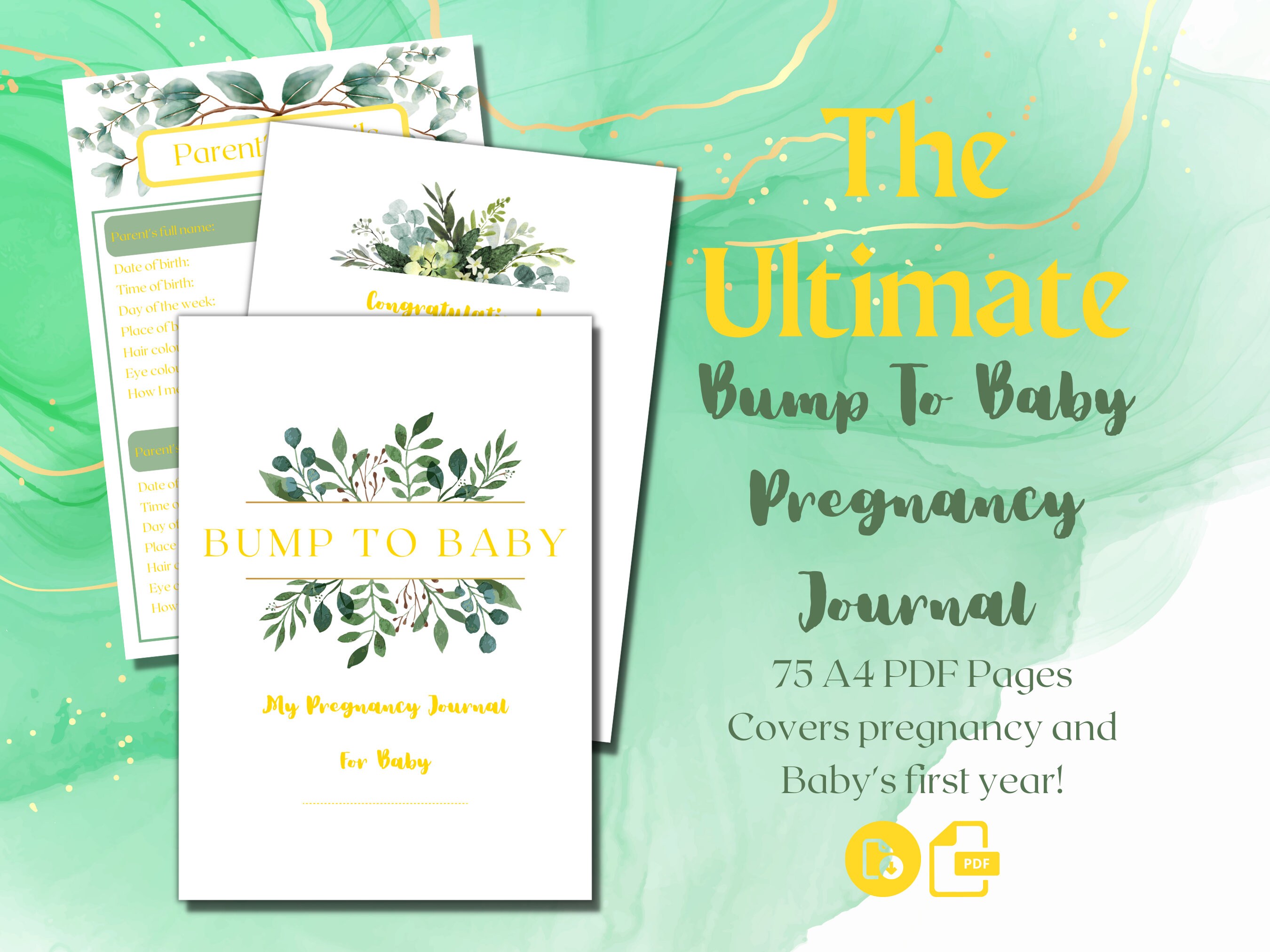 Printable Bump to Baby, Pregnancy Planner, Pregnancy Journal, Baby ...