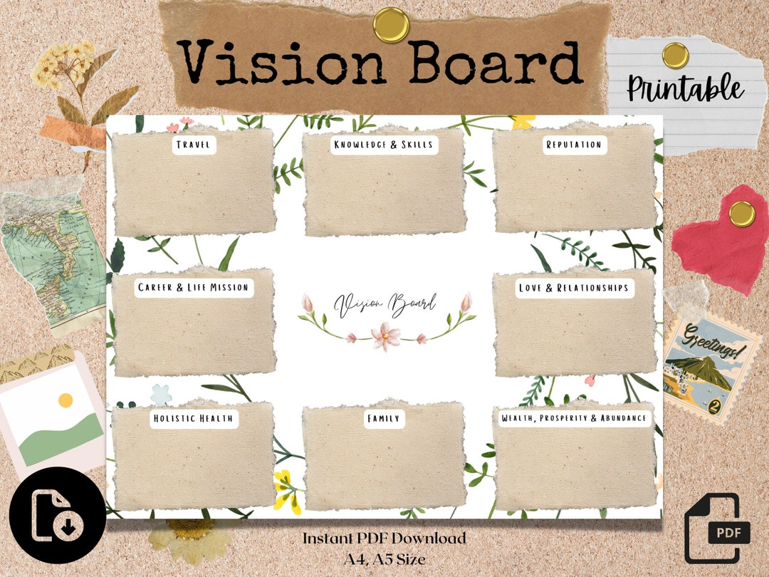 Manifestation Vision Board Template, Vision and Goal Journal Template ...