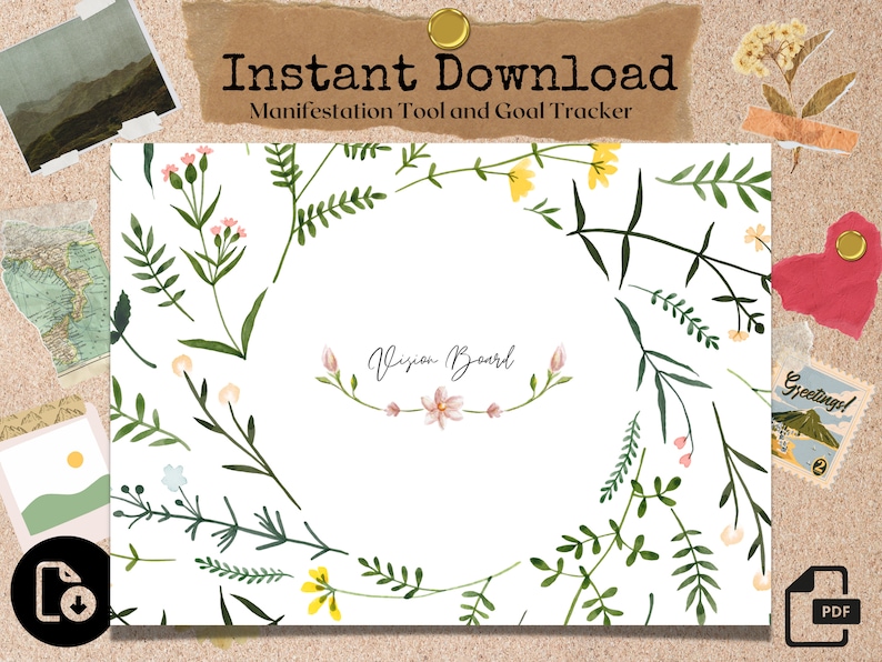 Manifestation Vision Board Template: Dream & Goal Journal (printable ...