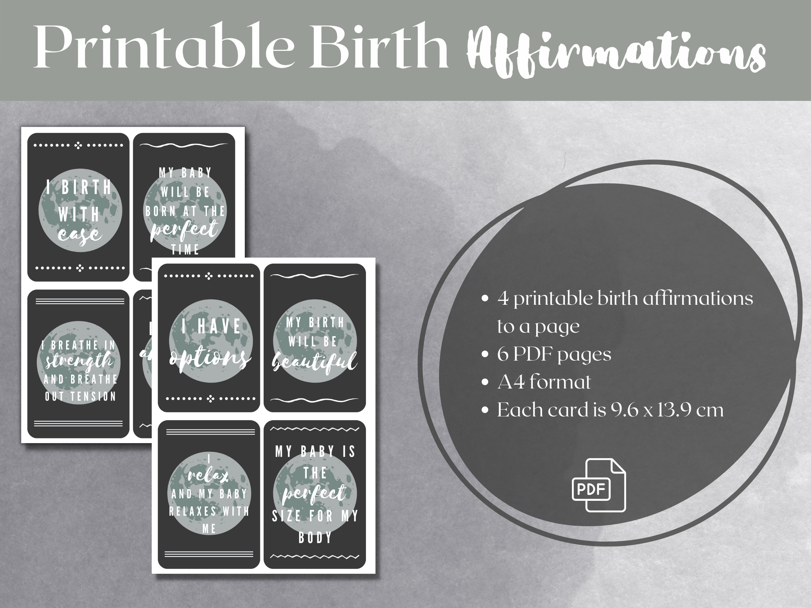 24 Printable Birth Affirmation Cards for Pregnancy Labour & - Etsy