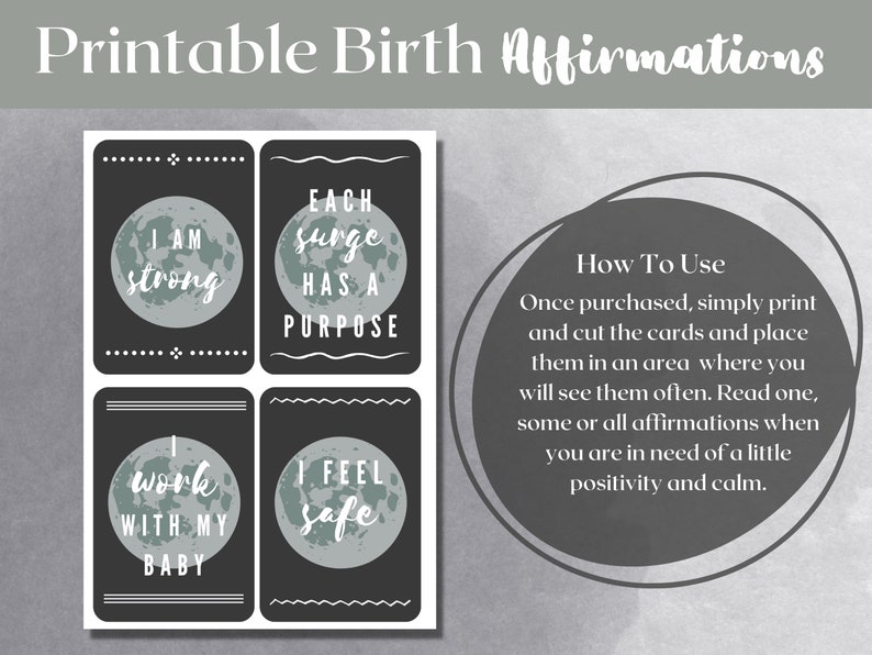 24 Printable Birth Affirmation Cards for Pregnancy Labour & - Etsy
