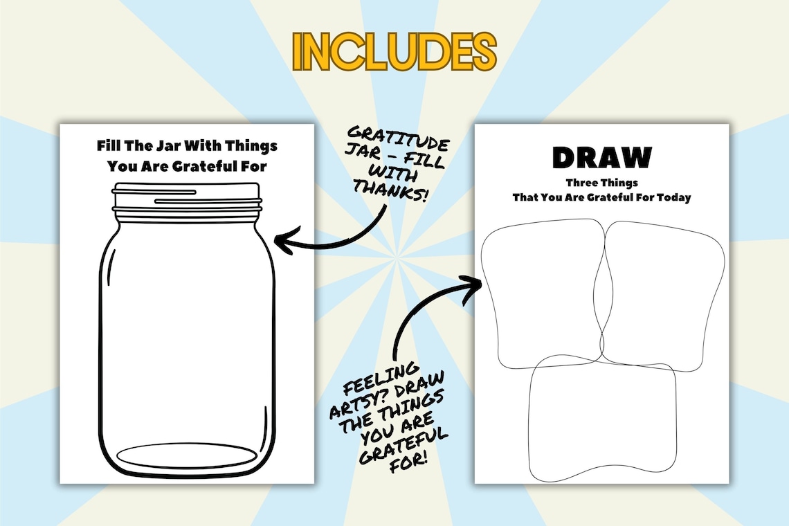 Mini Gratitude Journal Printable Pages, Gratitude Jar, Gratitude ...