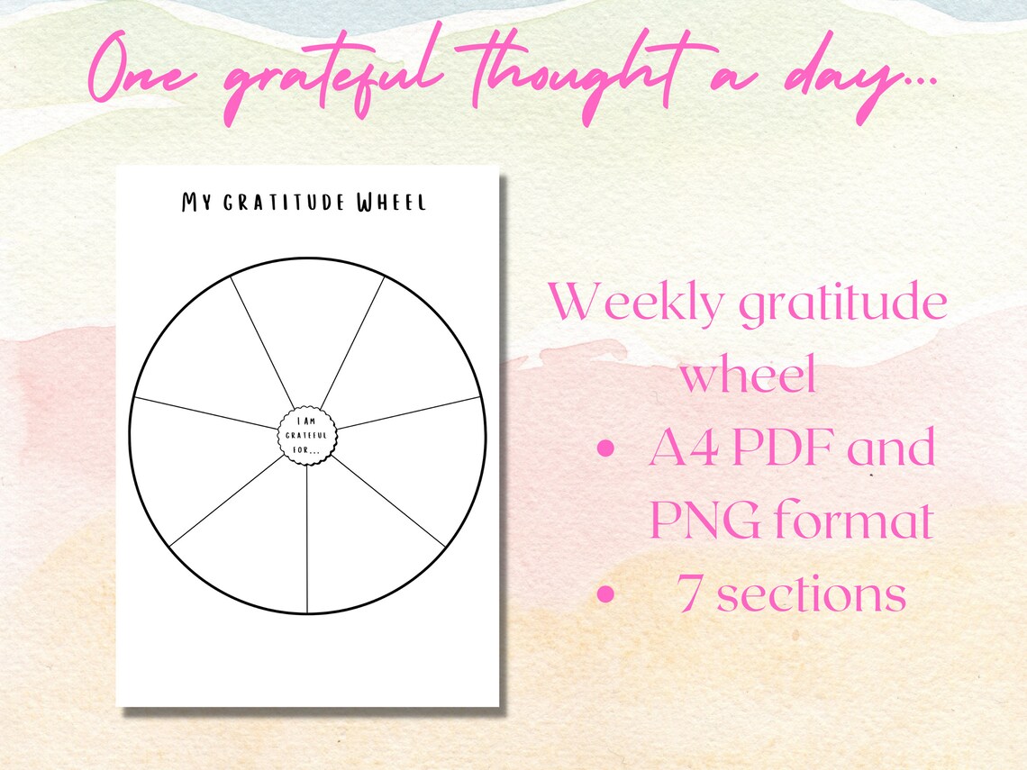 Printable Gratitude Wheels, Focus Wheel, Gratitude Journal Inserts ...