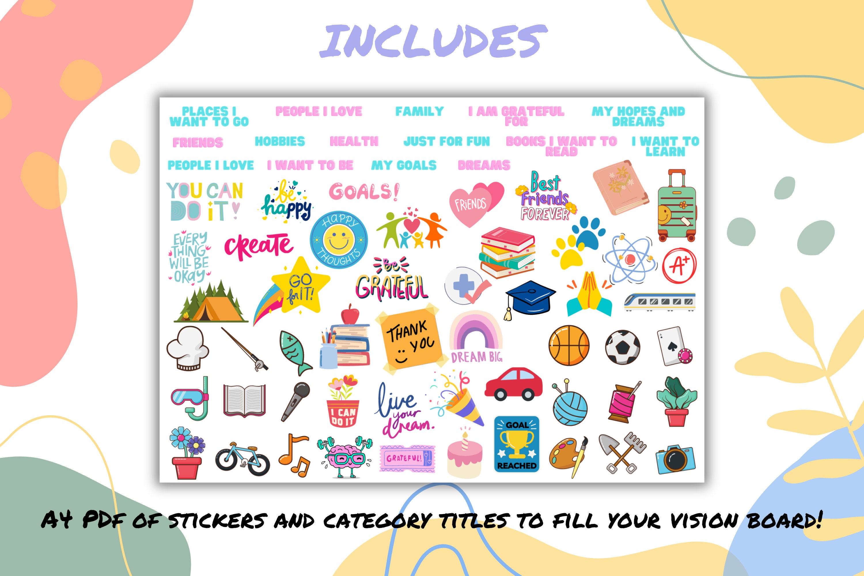 Kids Mini Vision Board Starter Kit, Goal Board, Dream Board, Mini Kit ...