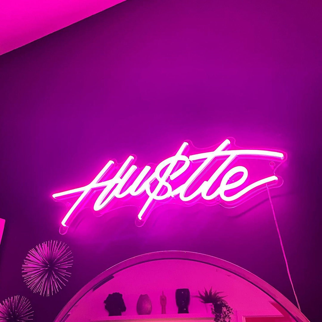 Hustle - Custom Neon Sign Name,age, Logo - Home, Room, Shop Board Wall ...