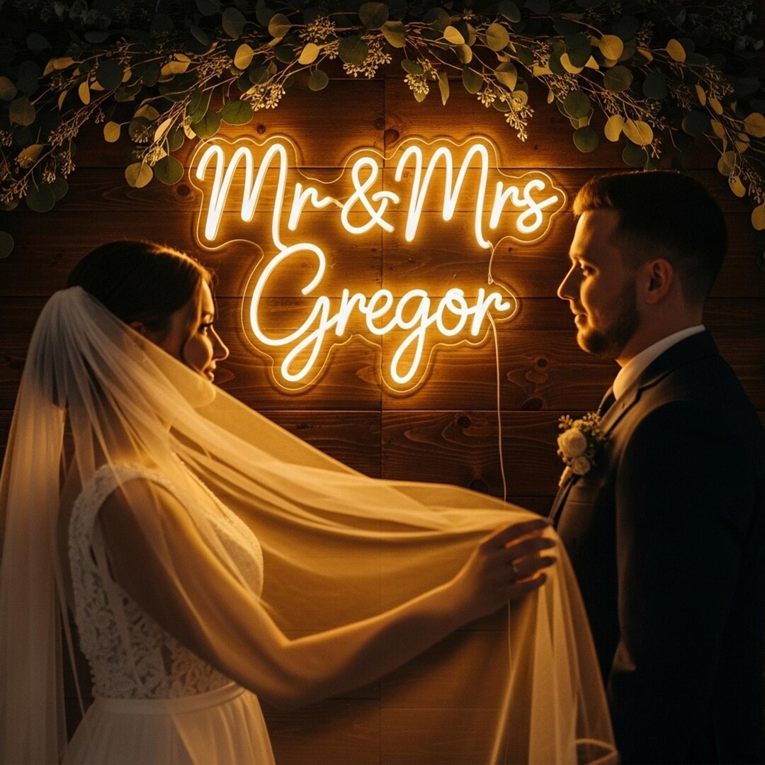 Custom Wedding Neon Sign, Personalized Bridal Decor - Etsy UK