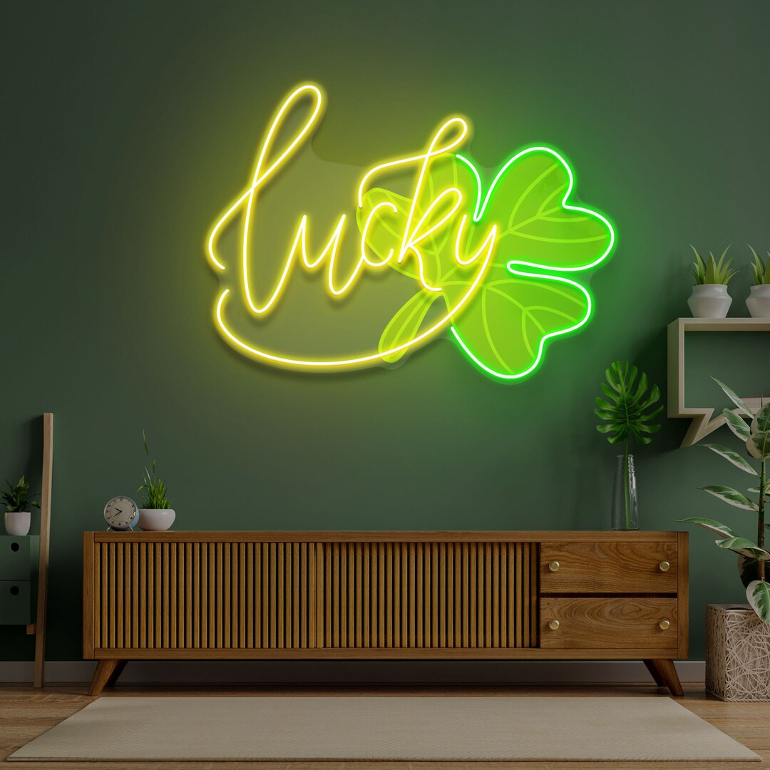 Lucky St Patrick's Acrylic Artwork, Custom Neon Sign, Neon Sign Bedroom ...